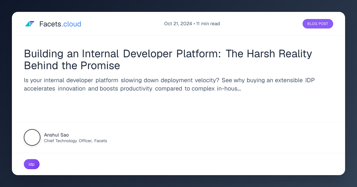 Building an Internal Developer Platform