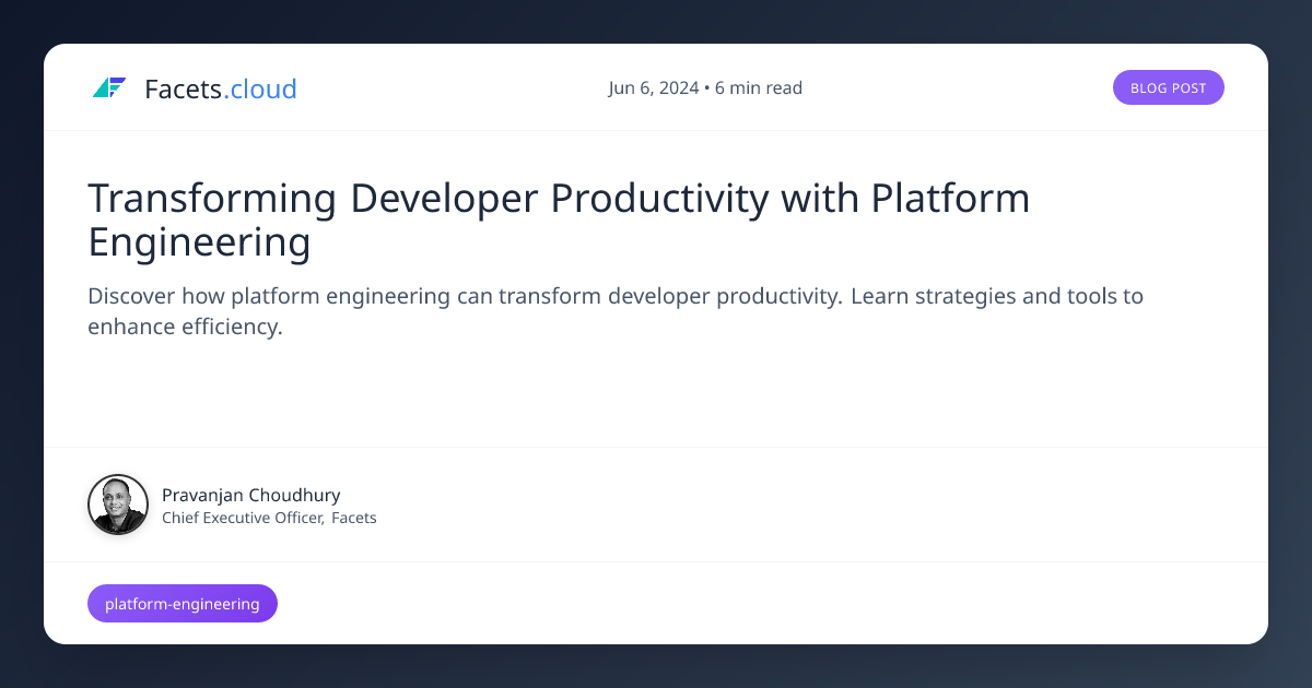 Transform Developer Productivity with Platform Engineering